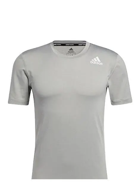 Adidas Solid Color Logo Printing Casual Round Neck Short Sleeve Gray T-shirt - Default Color
