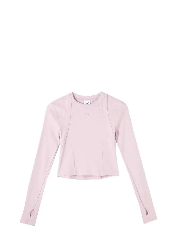PUMA Ribbed Cropped Long Sleeve T-shirt - Pink