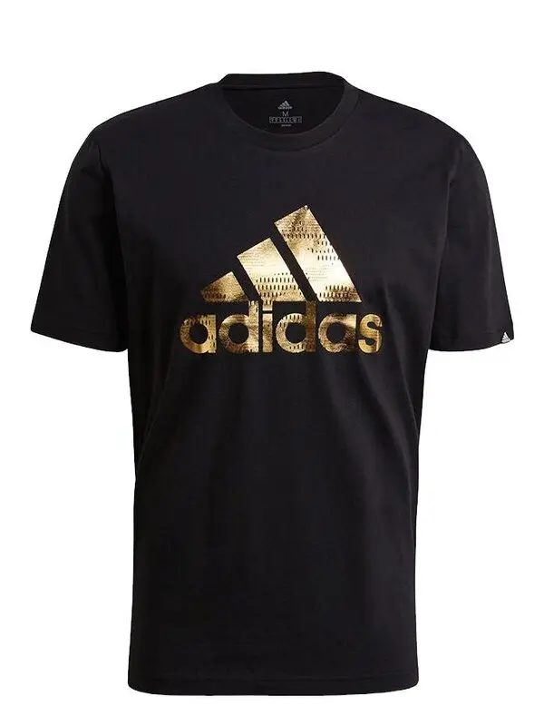 Adidas Fl Lg T Bronzing Logo Printing Sports Short Sleeve - Black