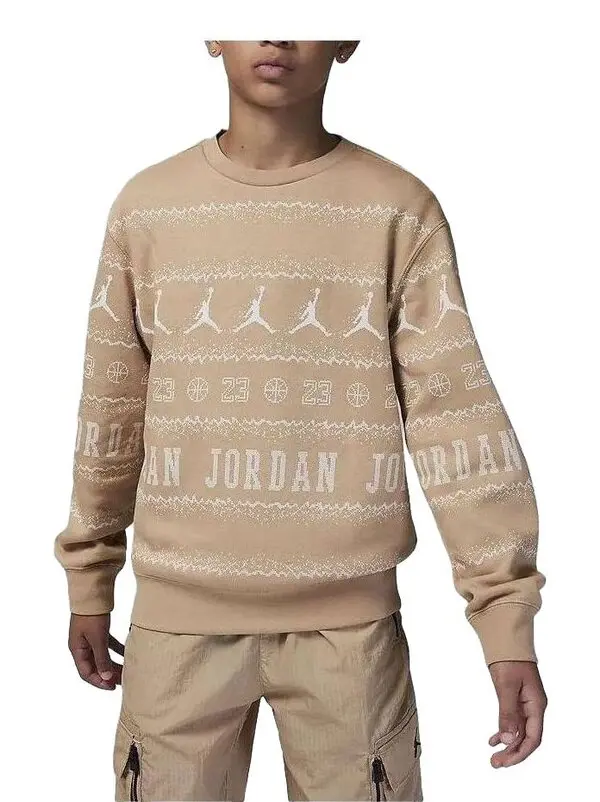 JORDAN Air Mj Holiday Fleece Crew Top Hemp - Hemp/white
