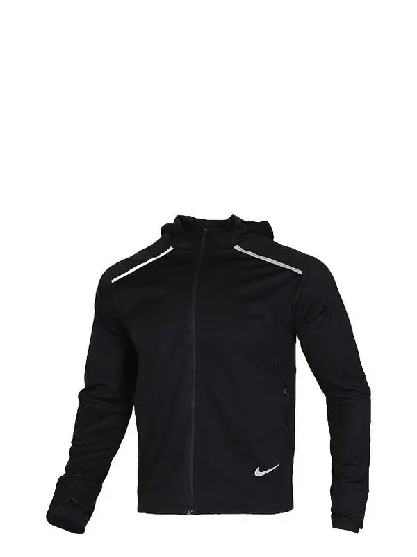 Nike Shield Reflective Zipper Sports Hooded Jacket - Black