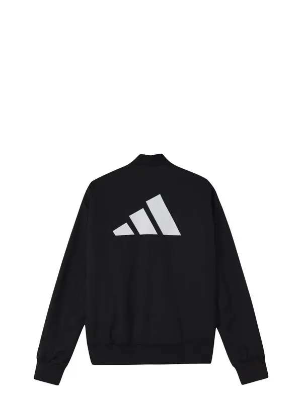 Adidas Bomber Jacket With Logo Printing And Fleece Lining - Black