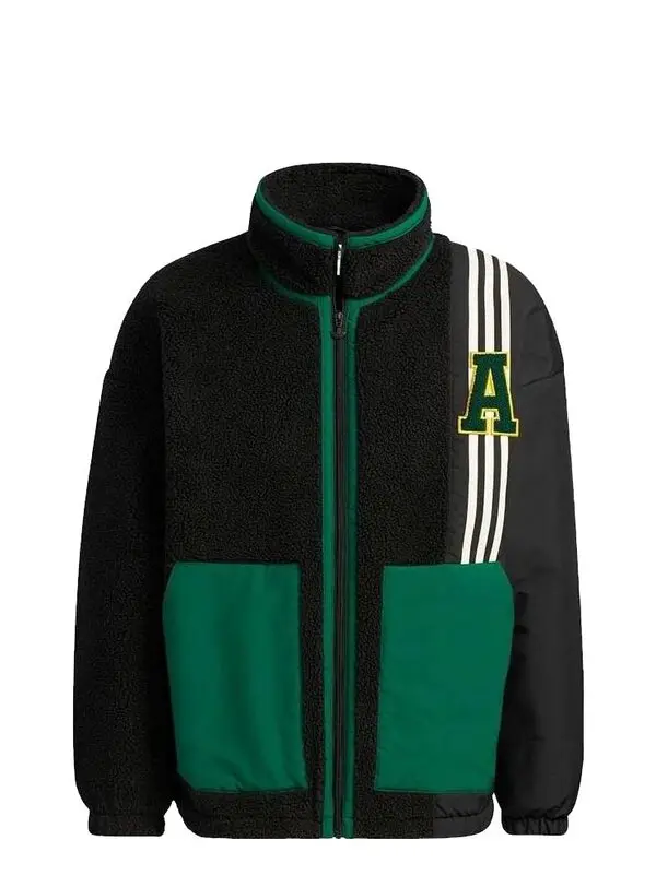 Adidas Clover Imitation Sherpa Stand Collar Jacket - Black