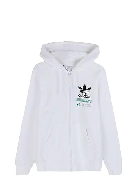 Adidas Originals Zip-up Hooded Jacket With Graphic Print - White