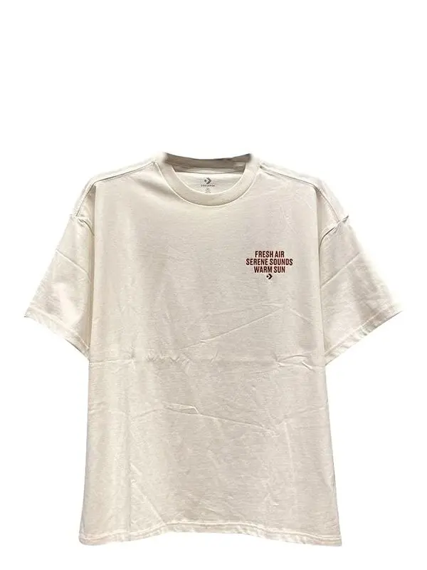 CONVERSE Graphic Print Crewneck T-shirt - Beige/red