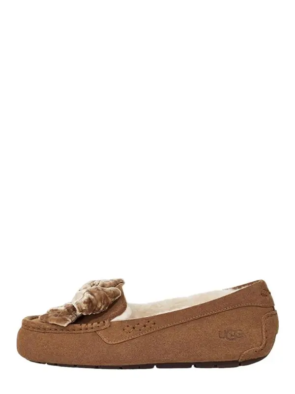 UGG Leisure Fluff Bow Mini Loafers - Tan/velvet/black