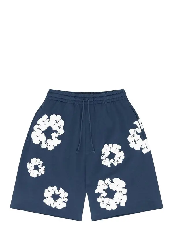 DENIM TEARS Cotton Wreath Logo Shorts - Navy White