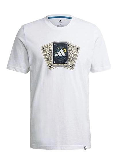 Adidas Tarot Bos M Printing Sports Round Neck Short Sleeve - White
