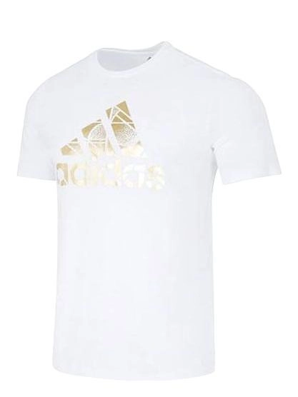 Adidas Large Logo Printing Casual Round Neck Short Sleeve White - Multi-color