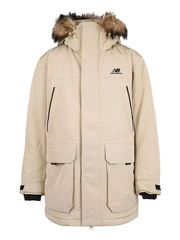 NEW BALANCE Long Down Coat - Beige/black