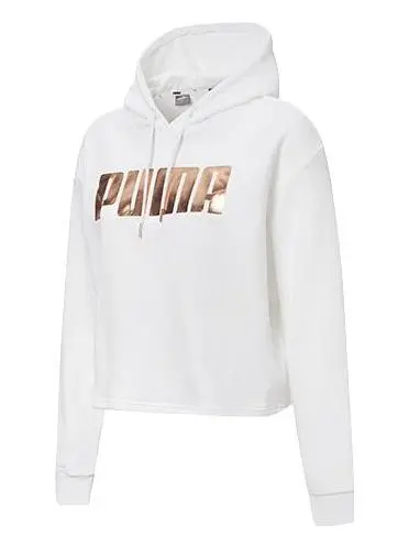 PUMA Metallic Logo Hoodie - White/gold