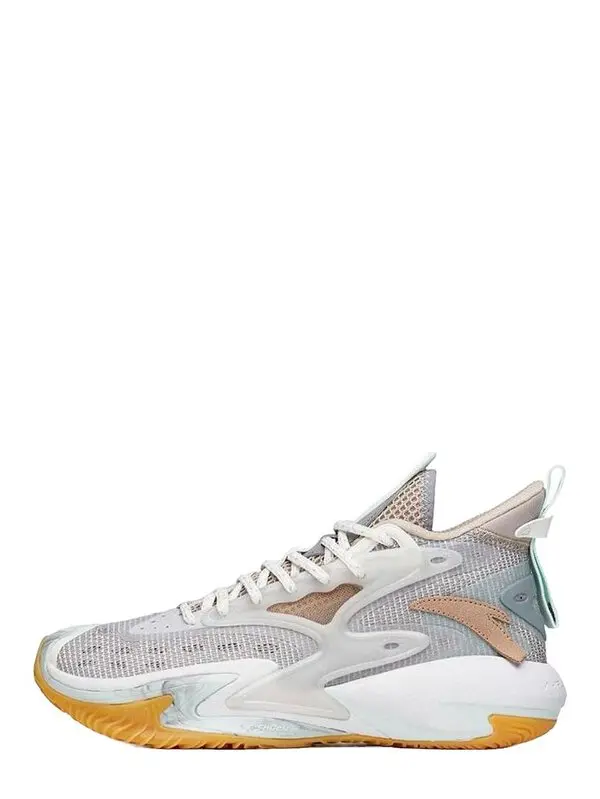 ANTA Shock The Game 5.0 Crazy Tide 3.0 High Basketball Shoes - Grey/white/tan