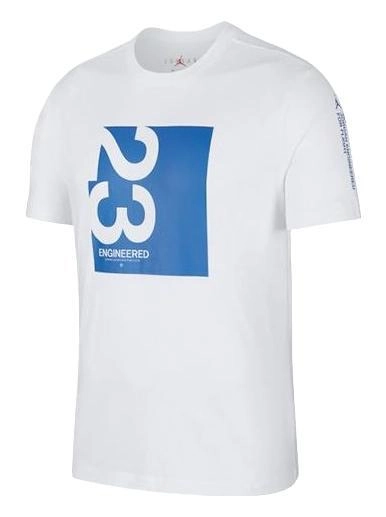 JORDAN 23 Engineered Sports Round Neck Short Sleeve White Blue - White/blue