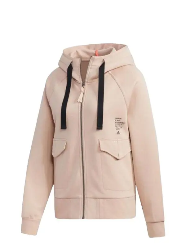 Adidas Alphabet Print Zip Up Hoodie - Pink