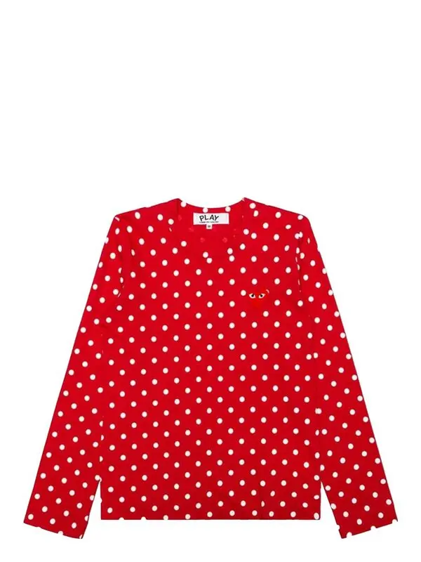 Play Comme Des Garcon Polka Dot Long Sleeve Tee - Red