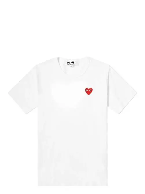 Play Comme Des Garcon Basic T-shirt Red Emblem - White