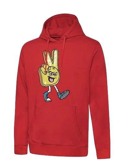 CONVERSE Finger Letter Print Hooded Drawstring Sweatshirt - Red