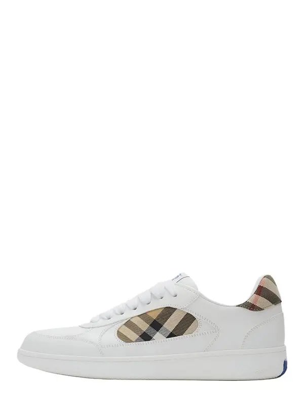 Burberry 26 Leather And Check Terrace Sneakers - White/sand