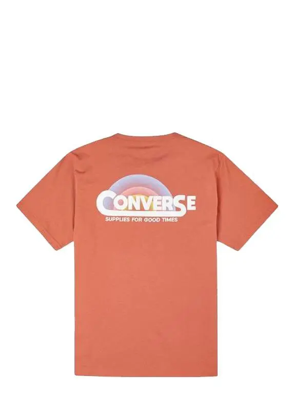 CONVERSE Rainbow Logo Printing Knit Sports Short Sleeve - Red