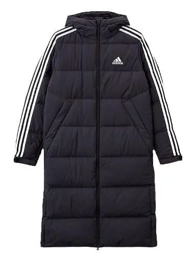 Adidas Long Down Puffer Jacket With Hood - Black