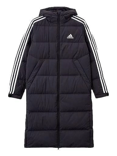 Adidas Long Down Puffer Jacket With Hood - Black
