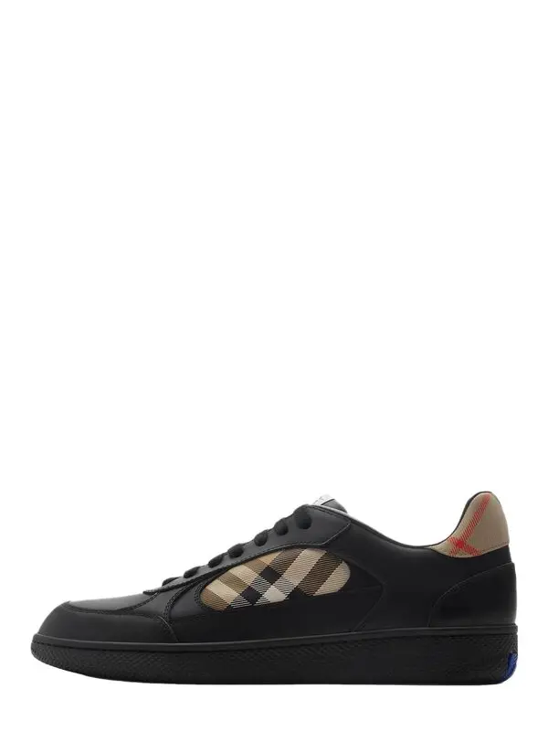 Burberry 26 Leather And Check Terrace Sneakers - Black/sand
