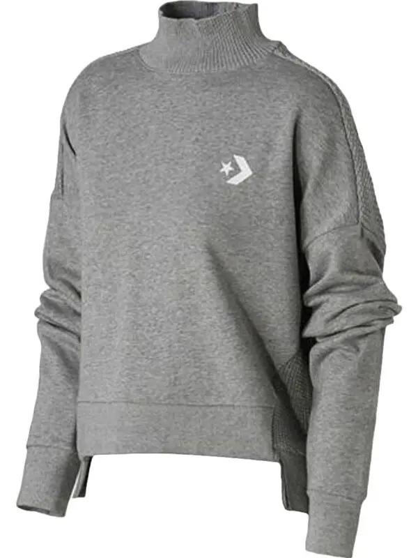 CONVERSE Knit Mock Neck Sweatshirt - Grey