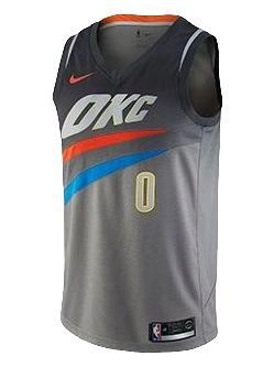 Nike Oklahoma City Thunder Russell Westbrook City Swingman Jersey - Gray