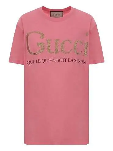 Gucci Bronzing Alphabet Short Sleeve T-shirt - Pink
