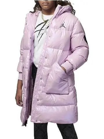 JORDAN Long Hooded Down Coat - Pink