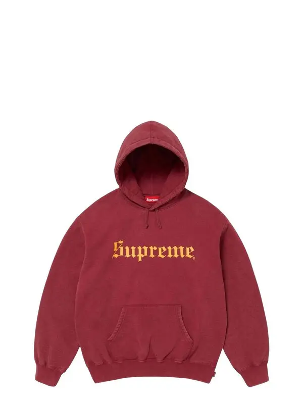 Supreme Washed Old English Hooded Sweatshirt - Cardinal