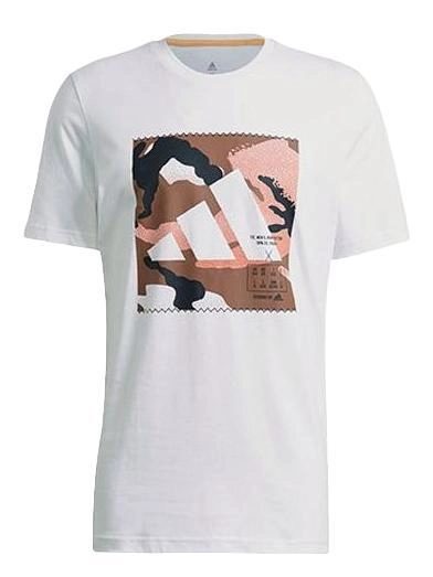 Adidas Camo Bos Tee M Printing Color Block Casual Sports Short Sleeve - White