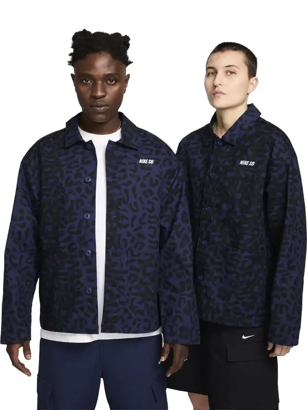 Nike Leopard Print Utility Jacket - Blue