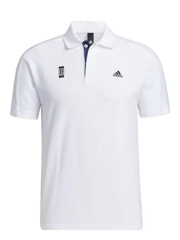Adidas Series Logo Printing Solid Color Short Sleeve Polo Shirt - White