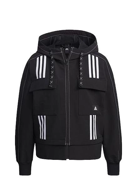Adidas Hooded Zip-up Jacket With Sporty Stripes - Default Color