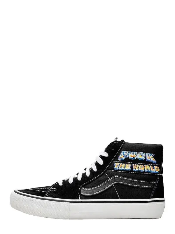 VANS Supreme X Sk8-hi "fuck The World" High Top Sneakers - Black