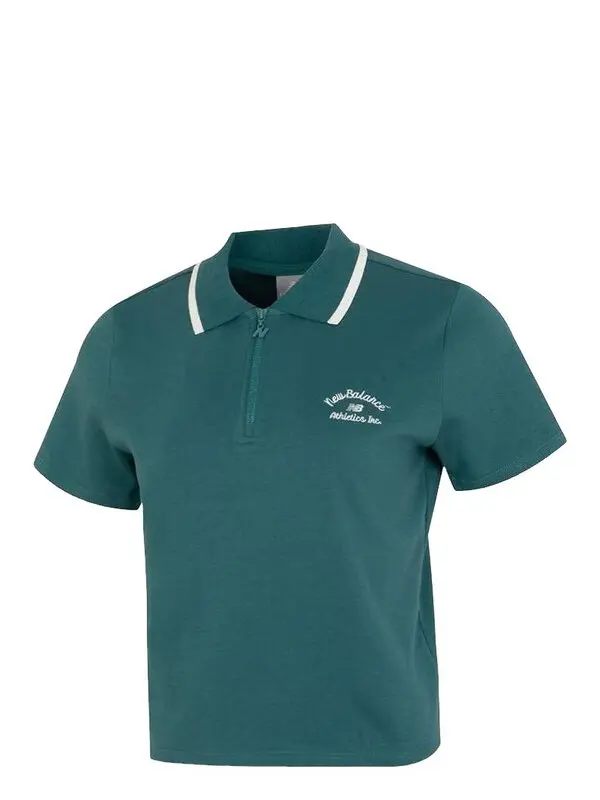 NEW BALANCE Athletics Half Zip Polo Shirt - Green