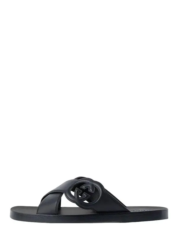 Gucci Interlocking G Slide Sandals - Black