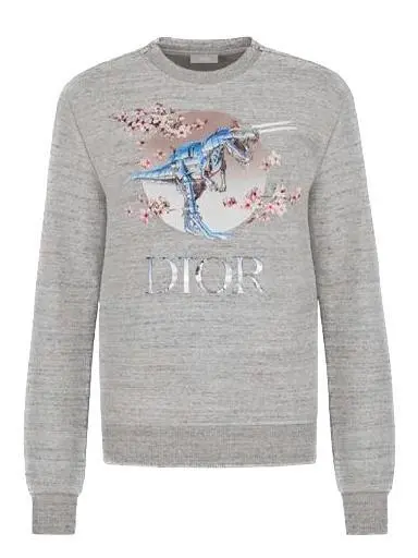 Dior Tyrannosaurus Rex Cherry Blossom" Sweatshirt - Grey