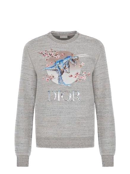 Dior Tyrannosaurus Rex Cherry Blossom" Sweatshirt - Grey