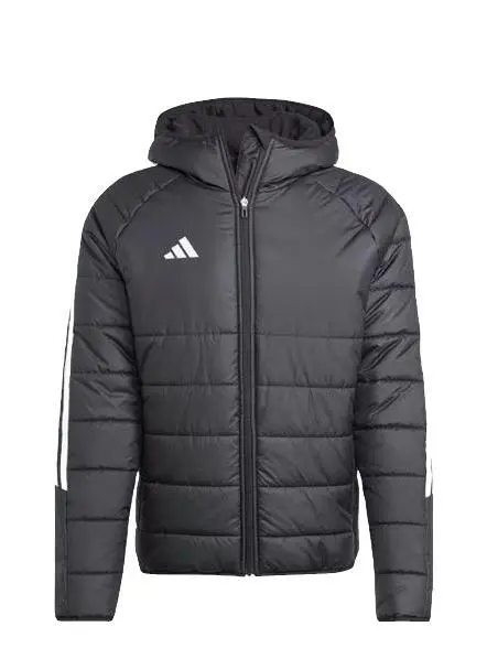 Adidas Puffer Jacket With Hood And Stripes - Black