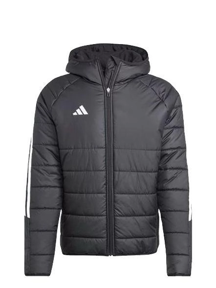 Adidas Puffer Jacket With Hood And Stripes - Black