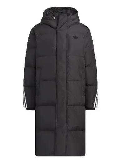 Adidas Long Down Puffer Jacket With Hood - Black