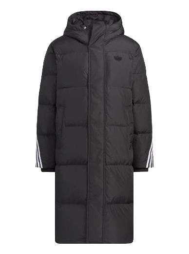 Adidas Long Down Puffer Jacket With Hood - Black