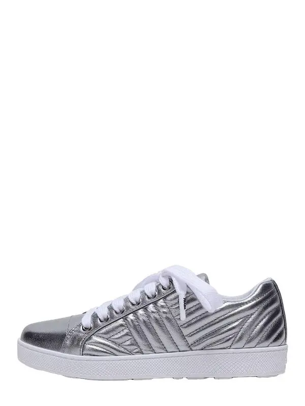 Prada Quilted Leather Sneakers - Silver/white