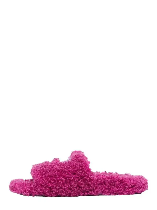 Balenciaga Cities Paris Furry Slides - Pink