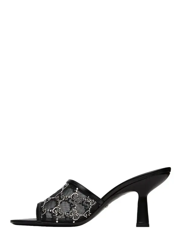 Gucci Gg Mid-heel Slide Sandal - Black