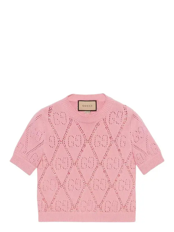 Gucci Gg Cotton Beaded Shirt - Pink