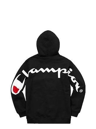 Supreme X Champion Hooded Sweatshirt - Black/white