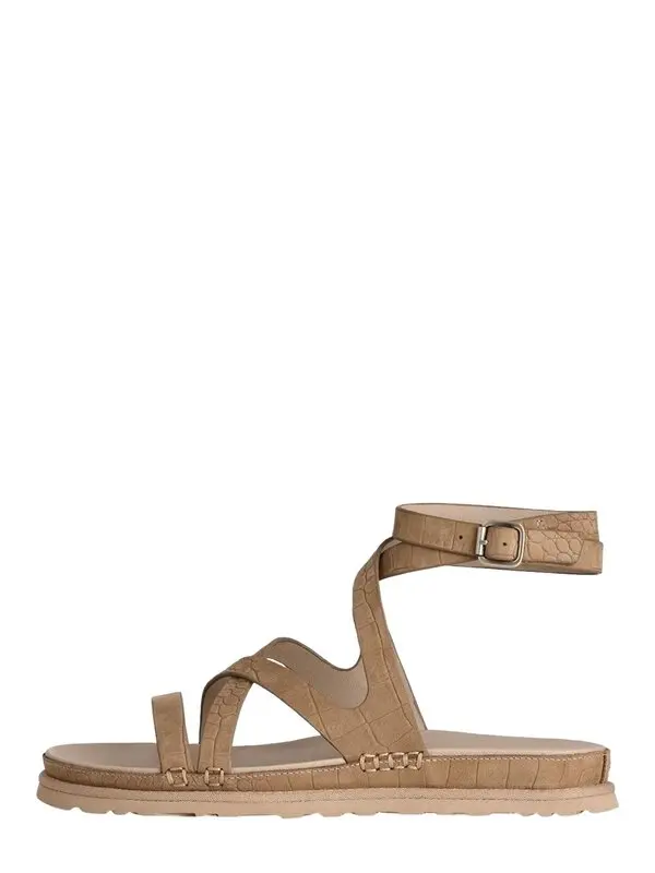 UGG Goldengaze Embossed Ankle Wrap Sandals - Mustard Seed